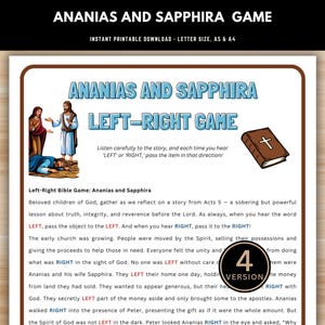 Ananias and Sapphira Left Right Game - Printable Bible Story Game for ...