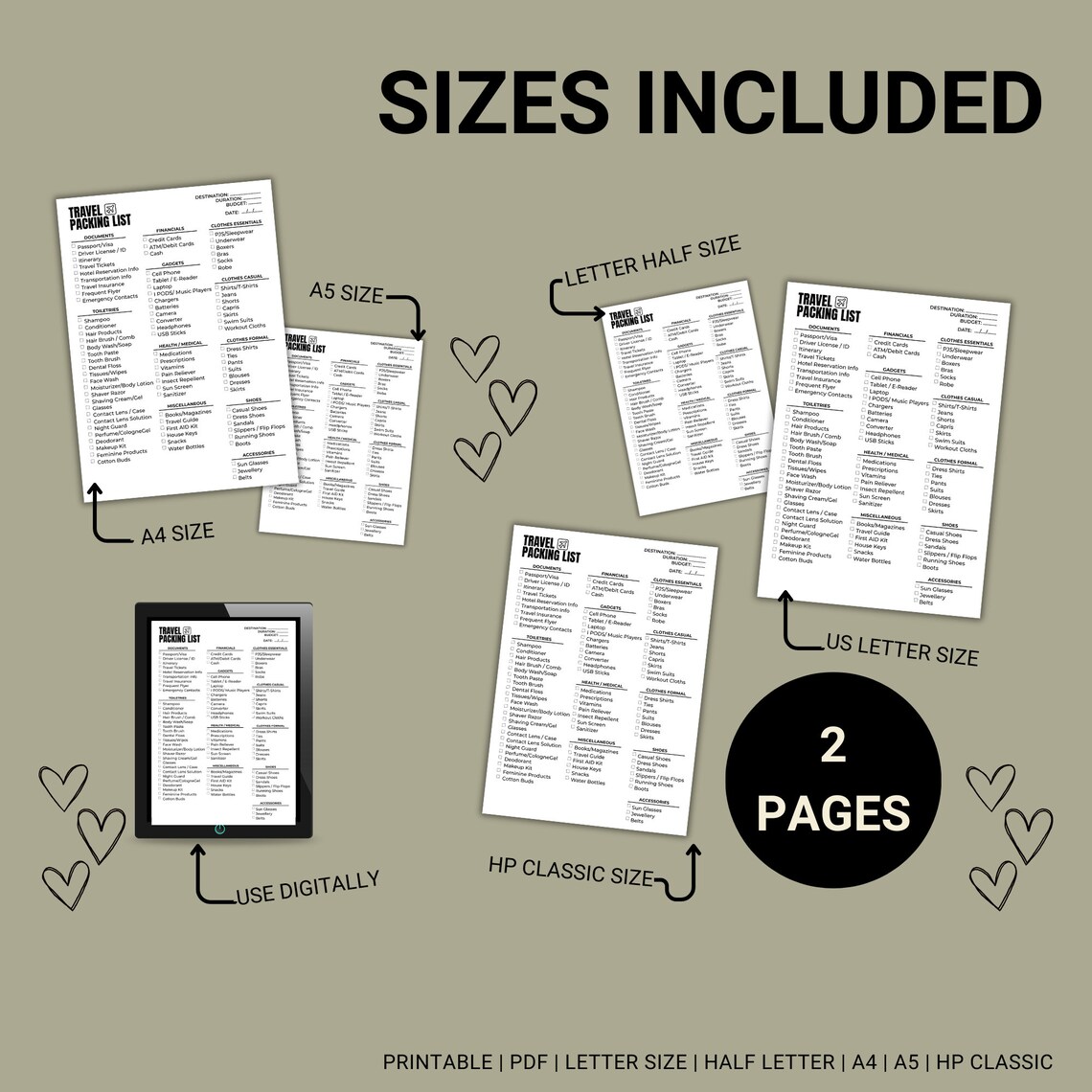 Travel Packing List Printable - Instant Download for Efficient Vacation ...