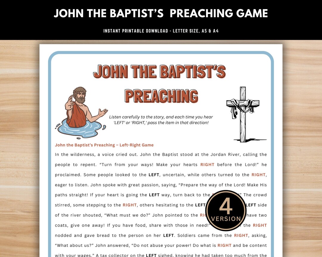 John the Baptist Left-right Game – Bible Study Party Game, Christian ...