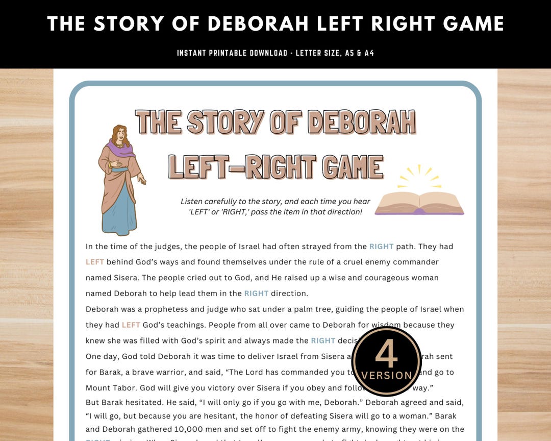 The Story of Deborah Left Right Game | Bible Study Game | Sunday School ...