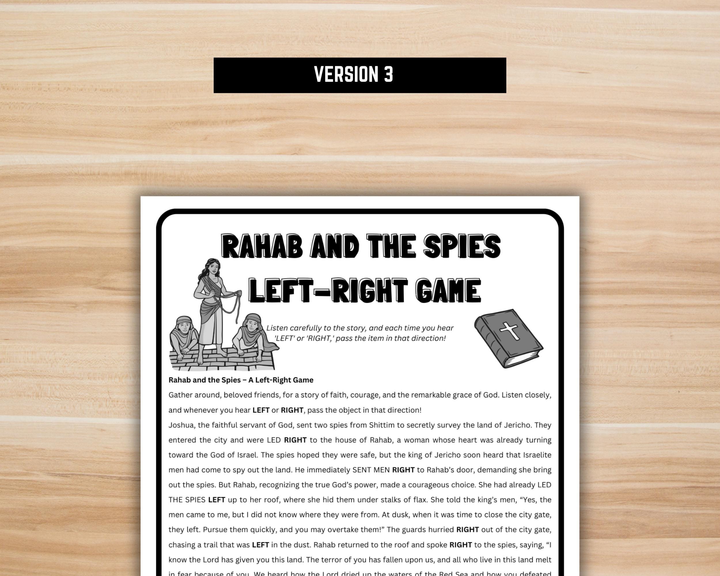 Rahab and the Spies Left-right Game - Printable Bible Activity for ...