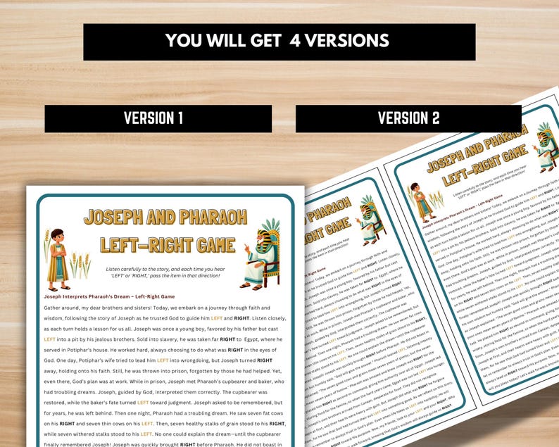 Joseph Interprets Pharaoh's Dream Left Right Game - Bible Story Game ...