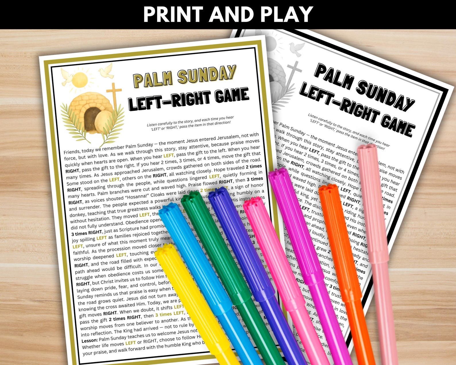 Palm Sunday Left Right Game Printable | Hosanna Easter Church Game ...