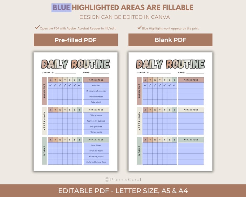 Printable Daily Schedule Template for Kids, Daily Schedule for ...