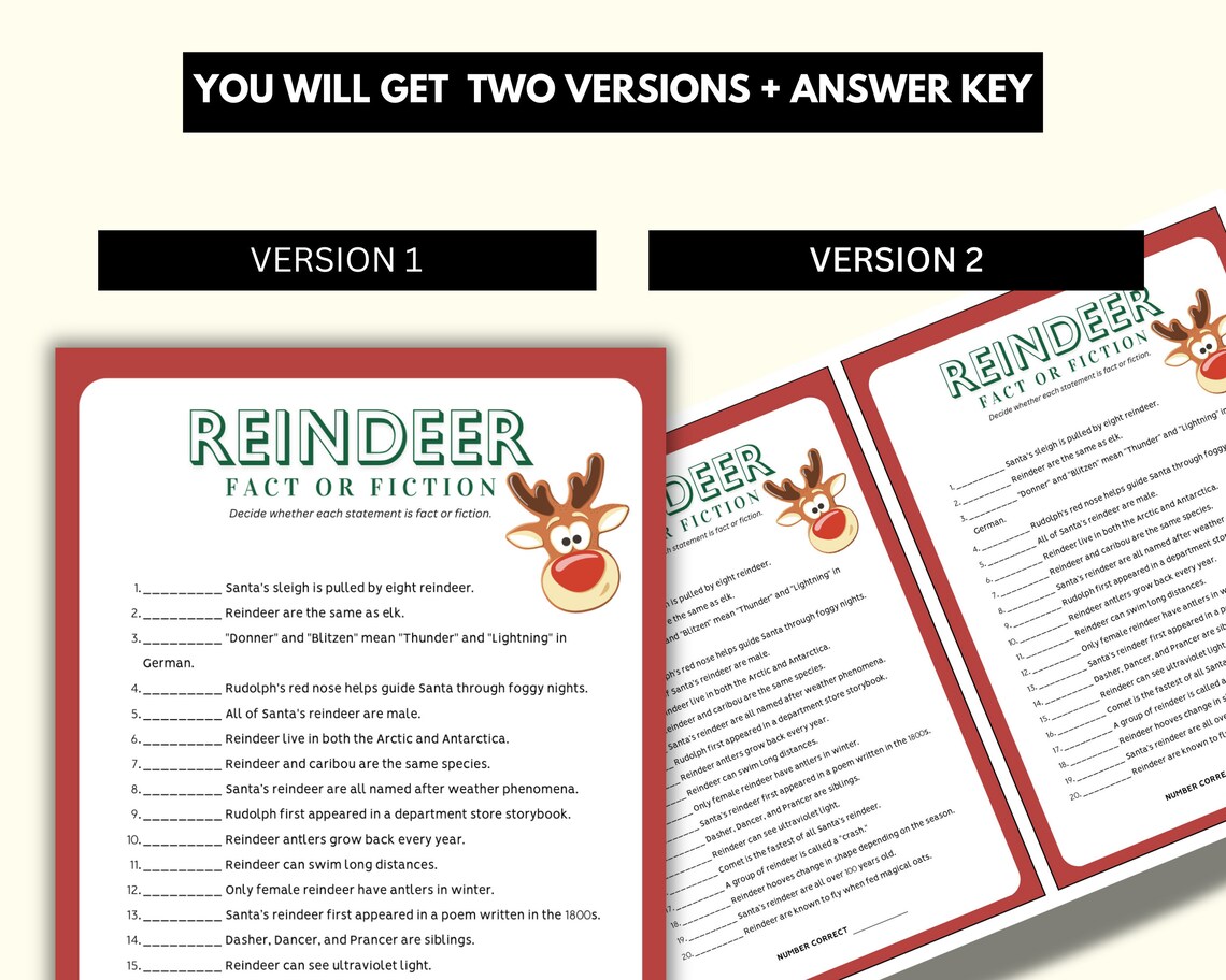 Reindeer Games Trivia | Fact or Fiction | Christmas True or False ...