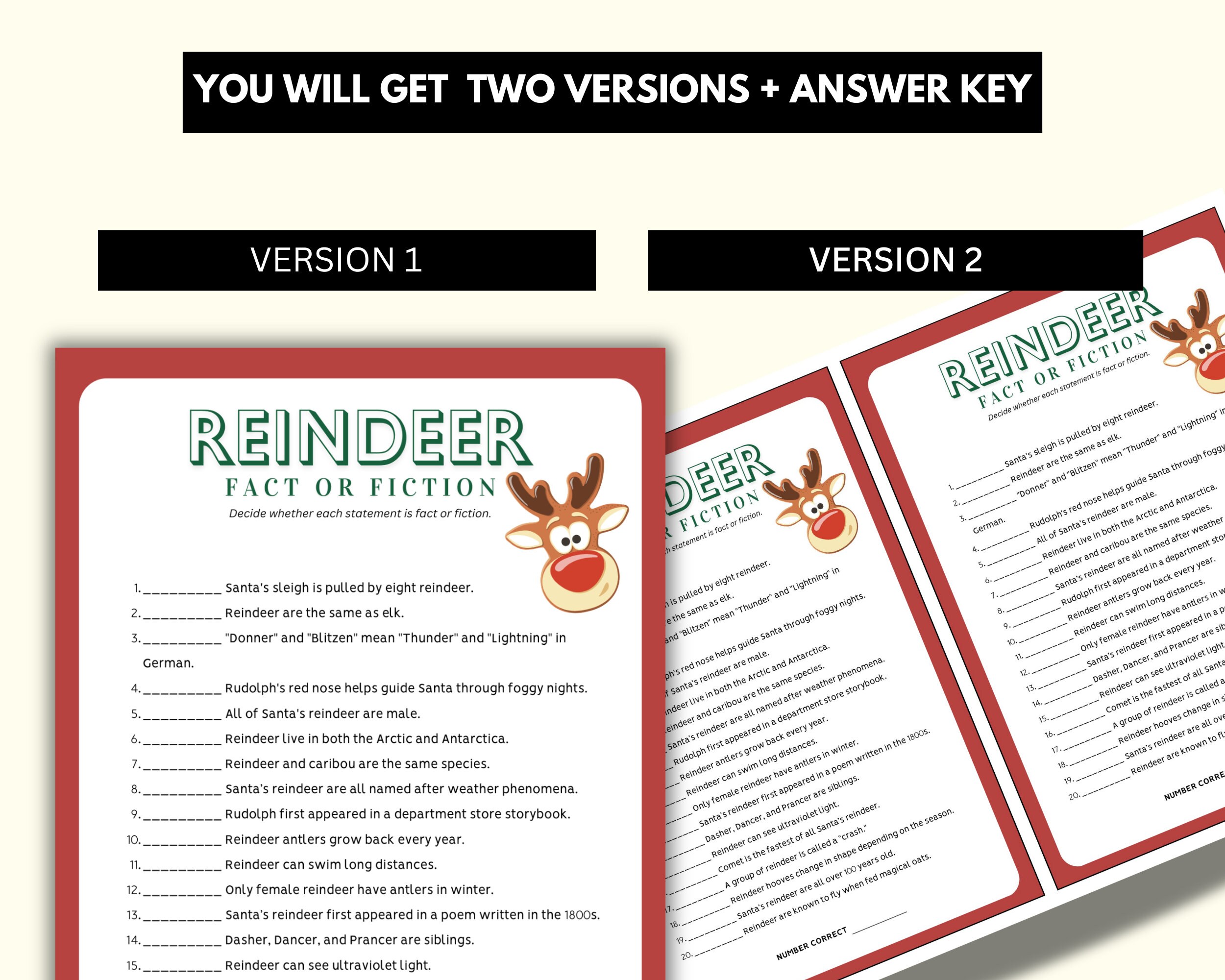 Reindeer Games Trivia | Fact or Fiction | Christmas True or False ...