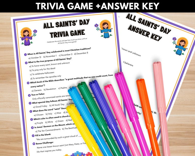 All Saints’ Day Trivia Game Printable – Catholic & Christian Bible Quiz ...