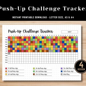 Yearly Push-up Challenge Tracker | Printable Fitness Tracker | Health ...