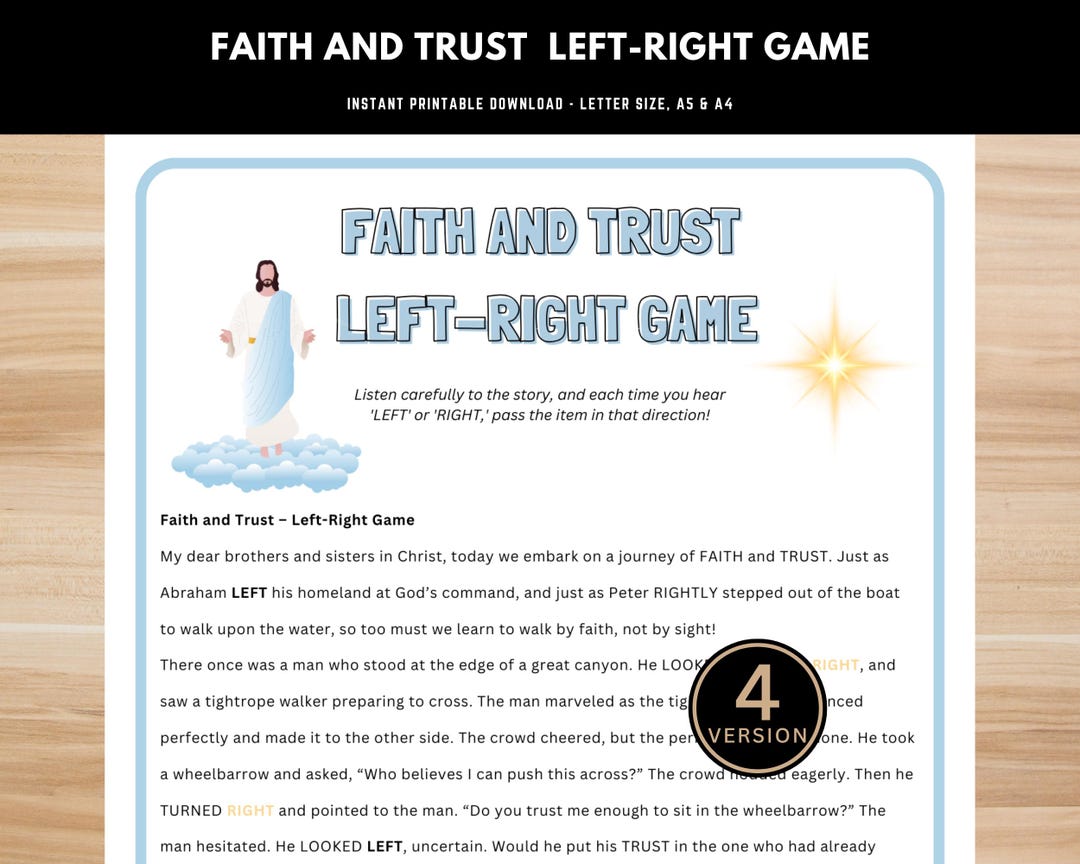 Faith and Trust Left Right Game, Church Party Game, Bible Study Game ...