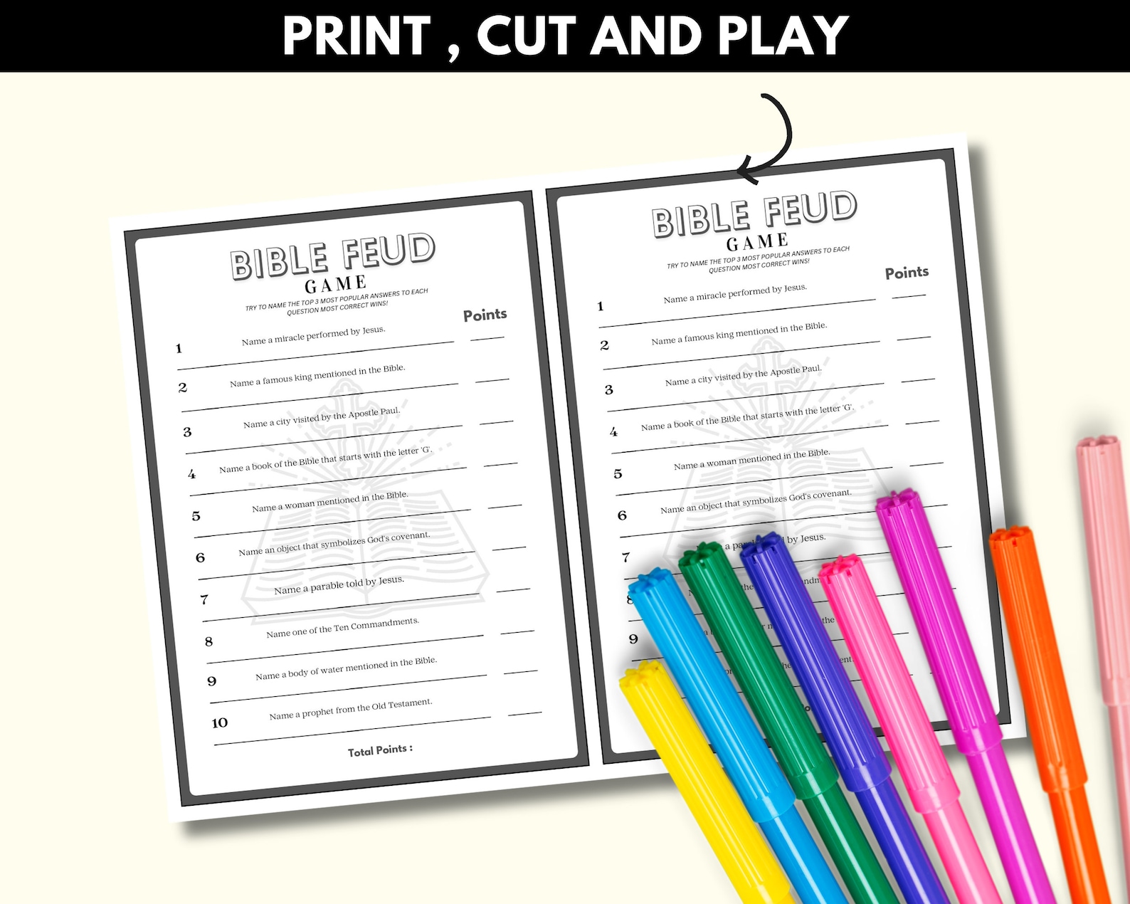 Bible Feud Game | Printable Bible Trivia | Fun Church Group Game ...