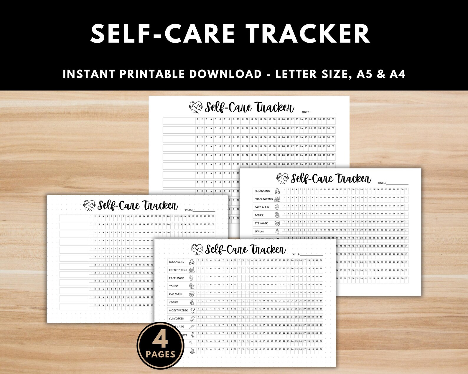 Self Care Tracker Printable - Skin Care Tracker - Monthly Planner Page ...