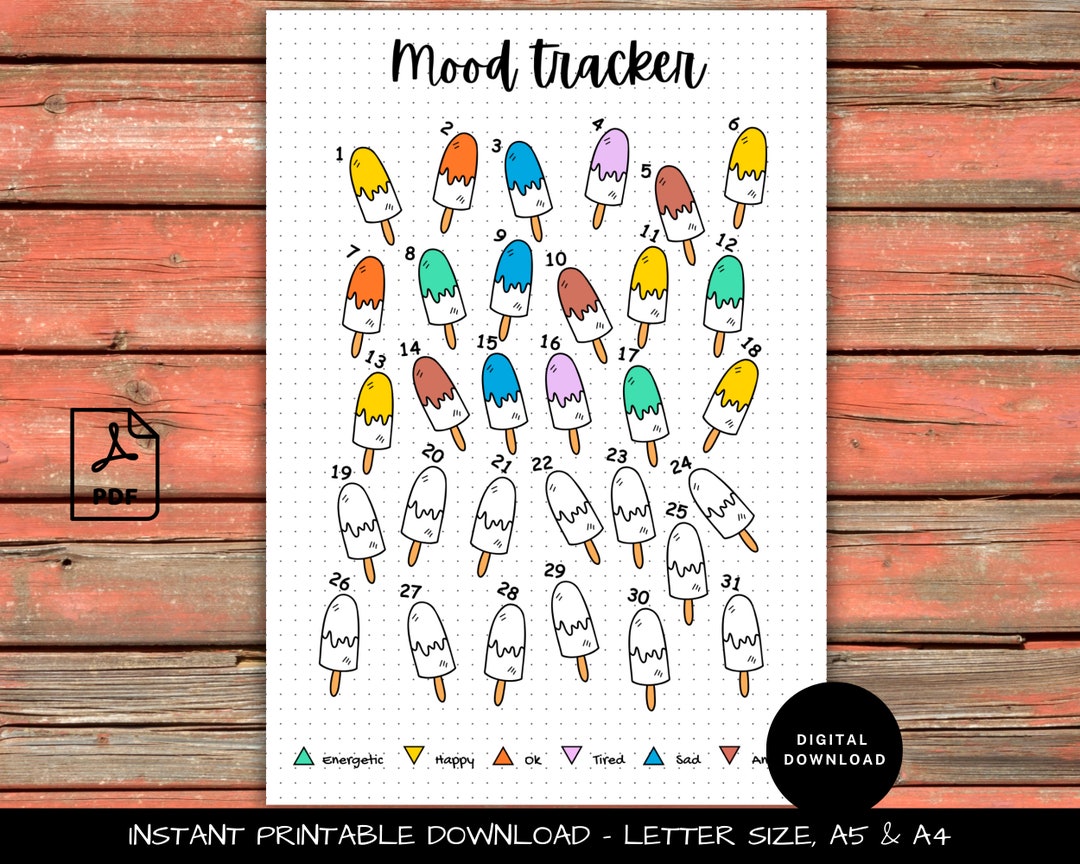 Ice Cream Mood Tracker - PRINTABLE Journal Page - Planner Page ...