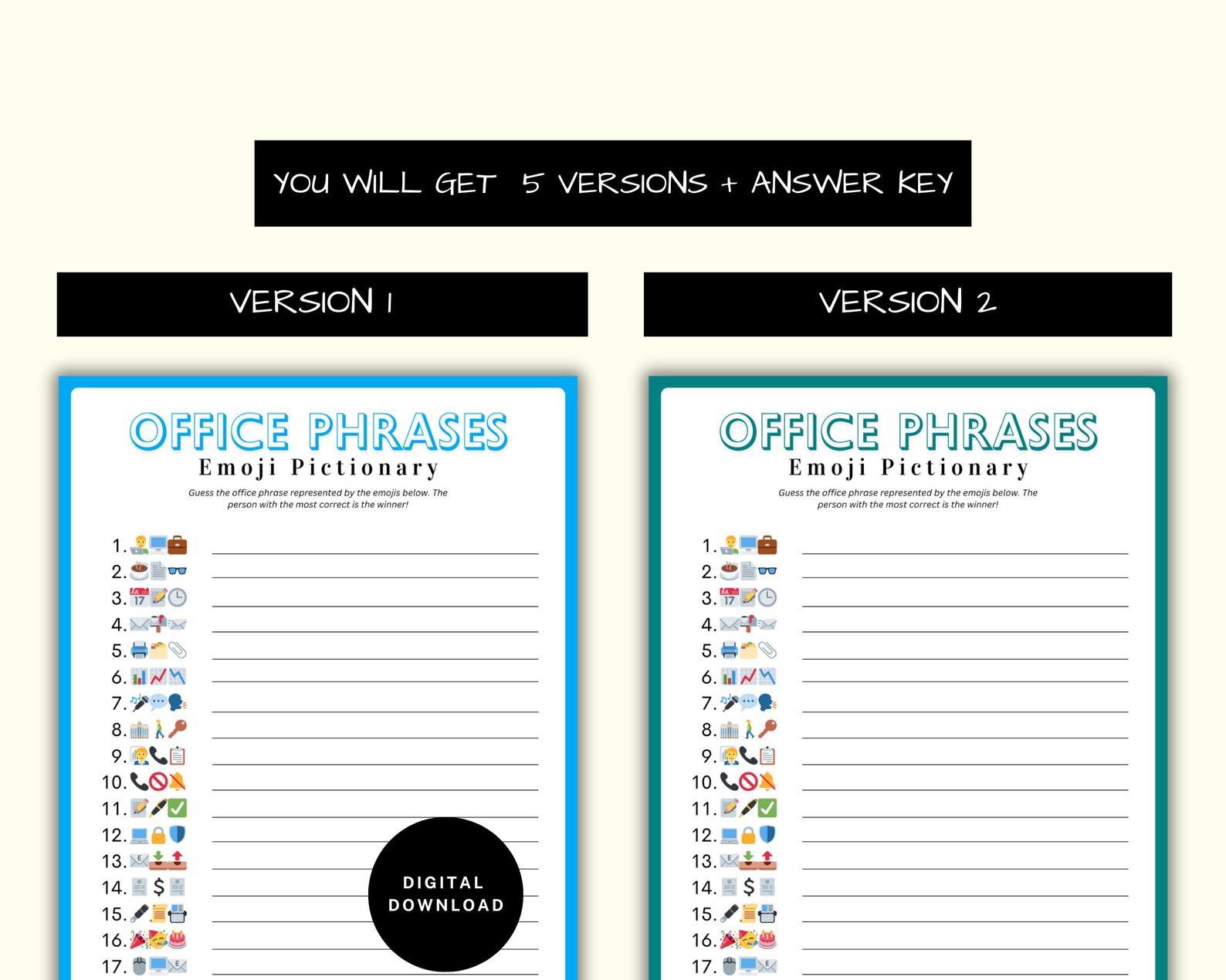 Office Emoji Pictionary Game | Work Party Game | Office Team Building ...