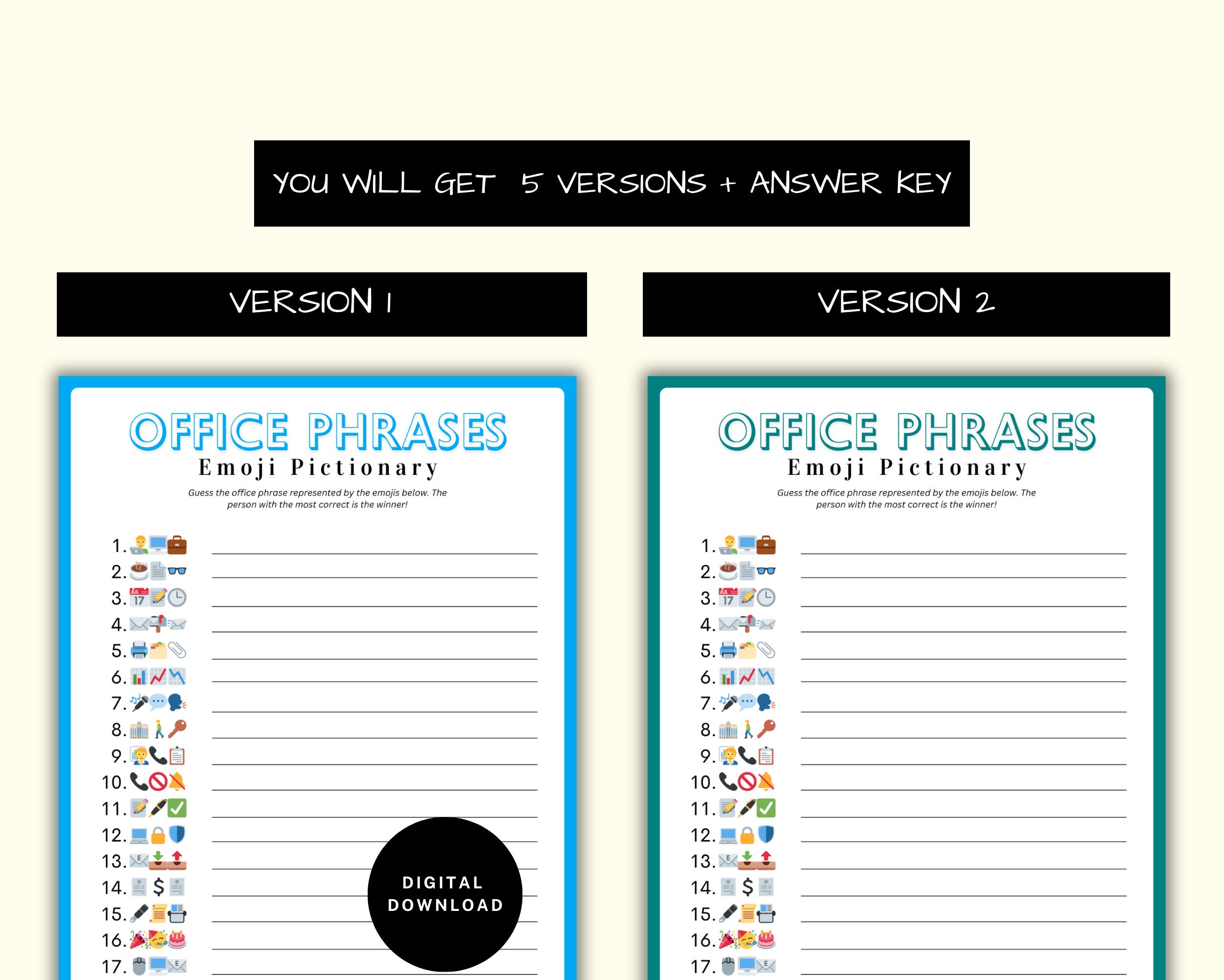 Office Emoji Pictionary Game | Work Party Game | Office Team Building ...