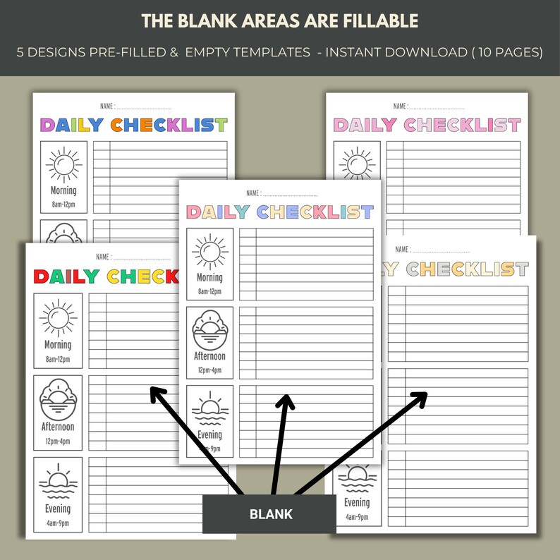 Editable Daily Checklist for Kids, Printable Daily Chore Chart, Kid ...
