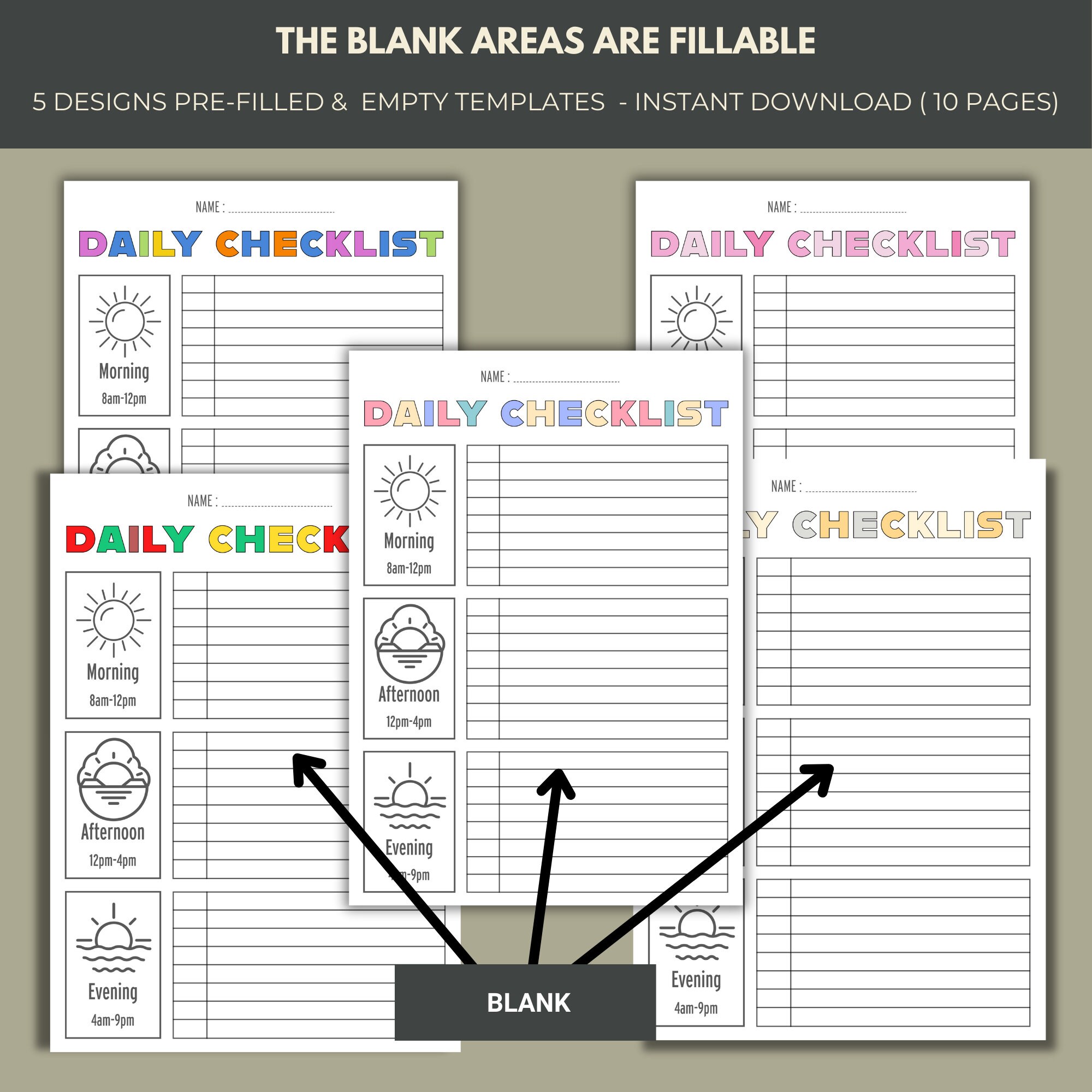 Editable Daily Checklist for Kids, Printable Daily Chore Chart, Kid ...