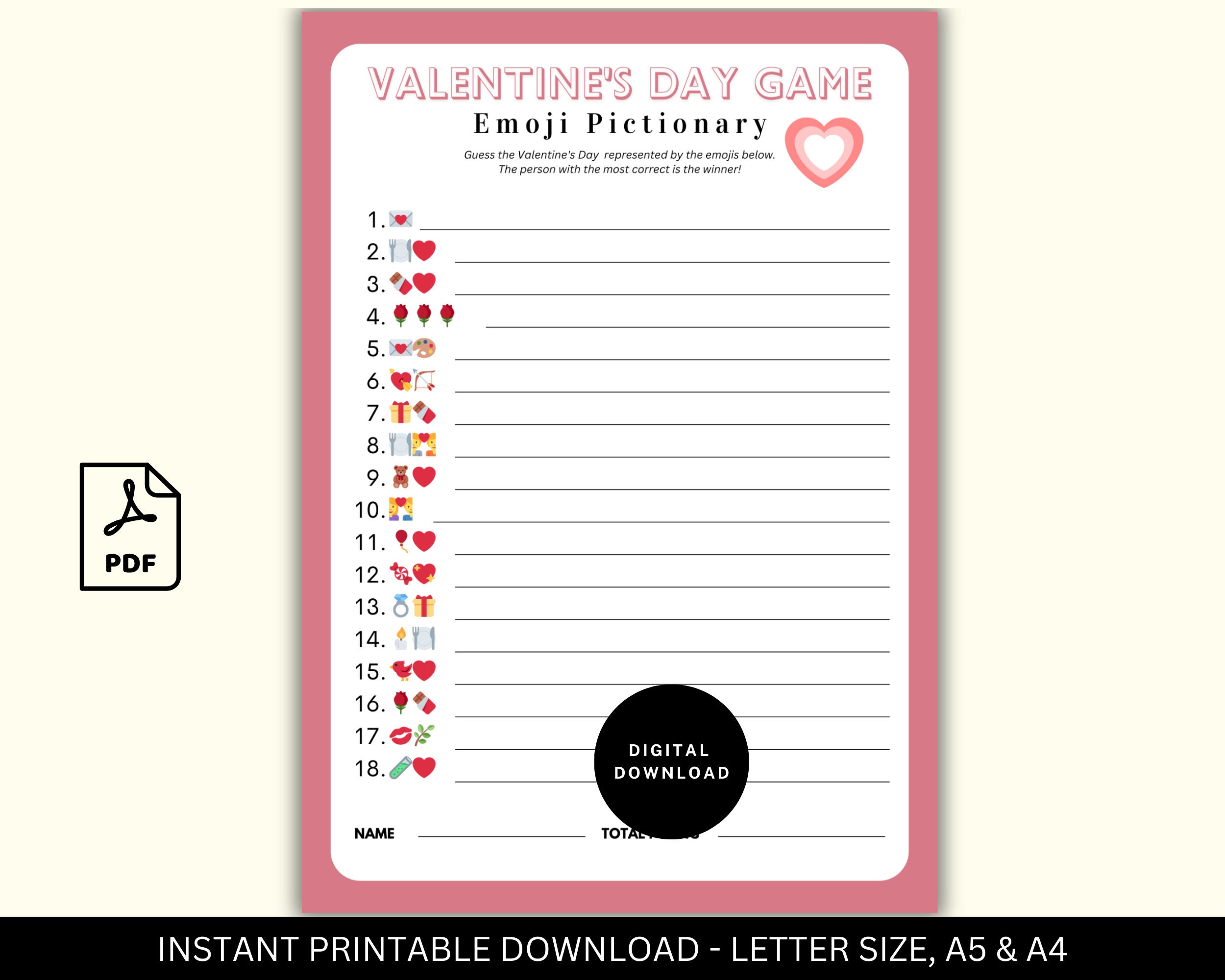 Valentine's Day Emoji Game | Fun Printable Valentines Activity ...
