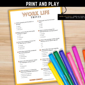 Work Trivia Game Office Party Game Printable Work Game for Team ...