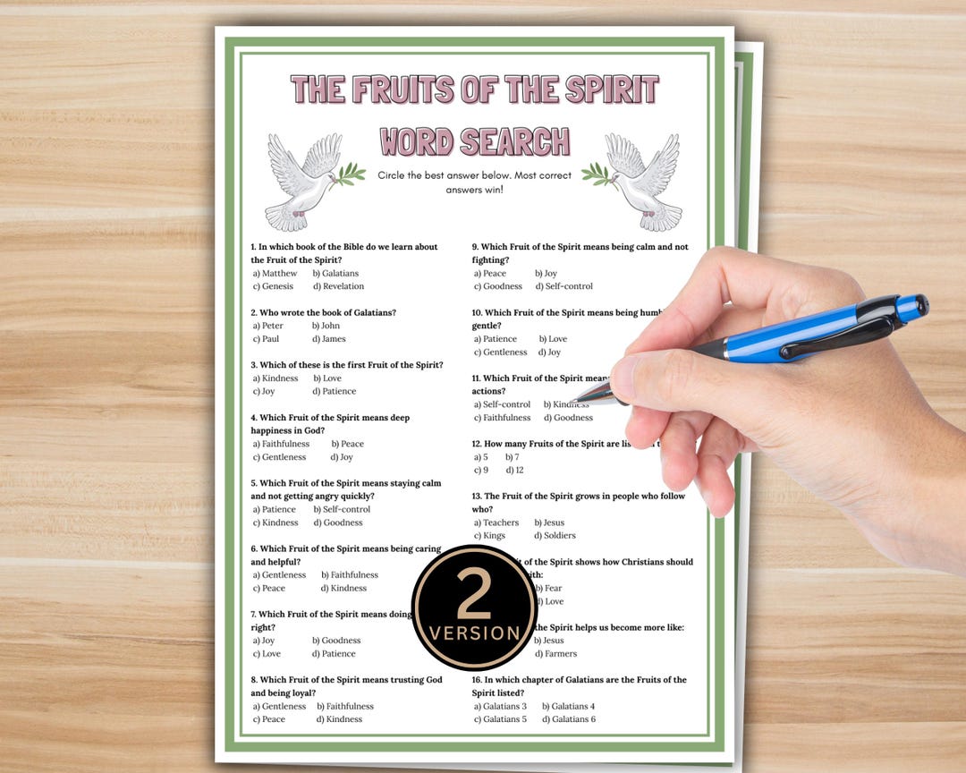 Fruit of the Spirit Trivia Game Printable for Kids - Sunday School ...