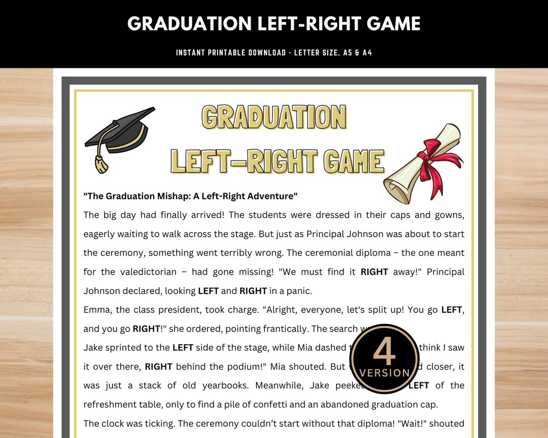 Printable Graduation Left Right Game - Fun Graduation Party Activity ...