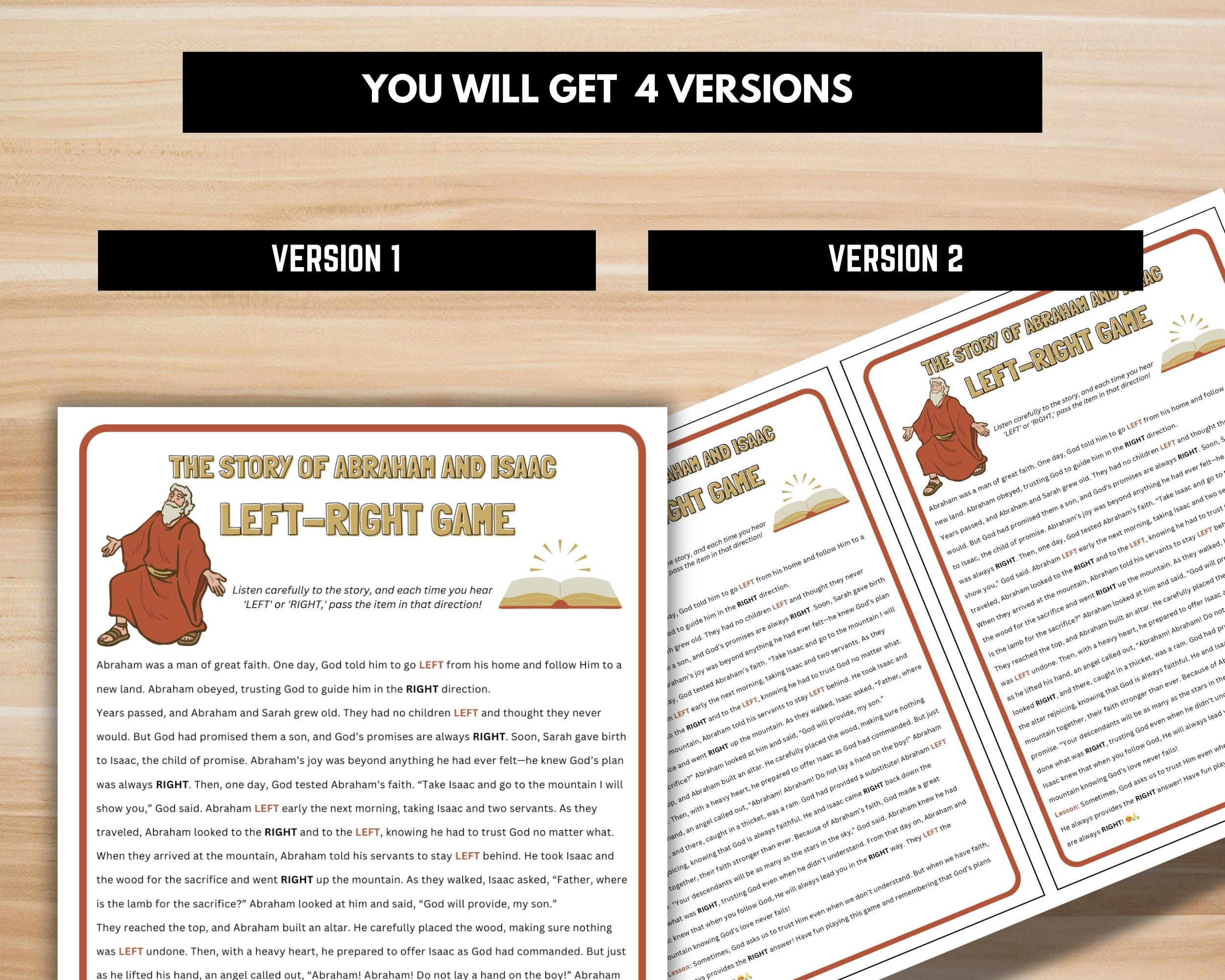 The Story of Abraham and Isaac Left Right Game, Christian Bible ...
