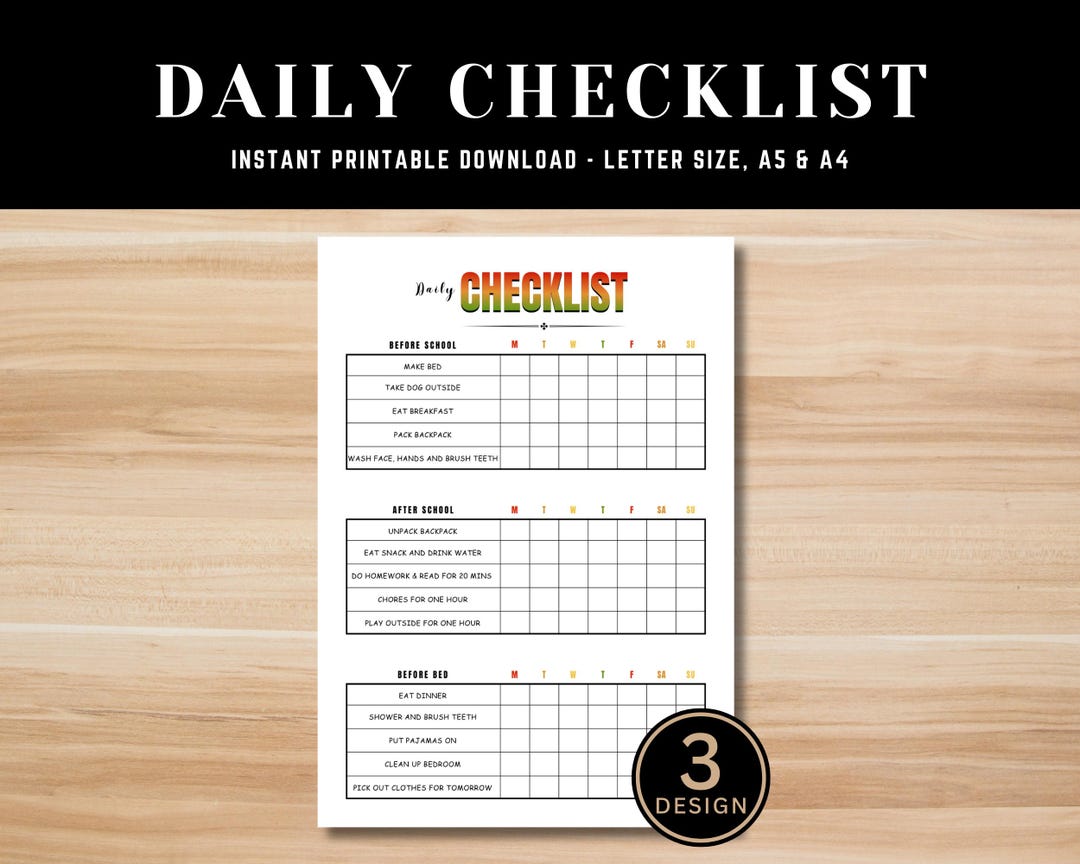 Editable Kids Daily Checklist | Printable Responsibility Chart ...