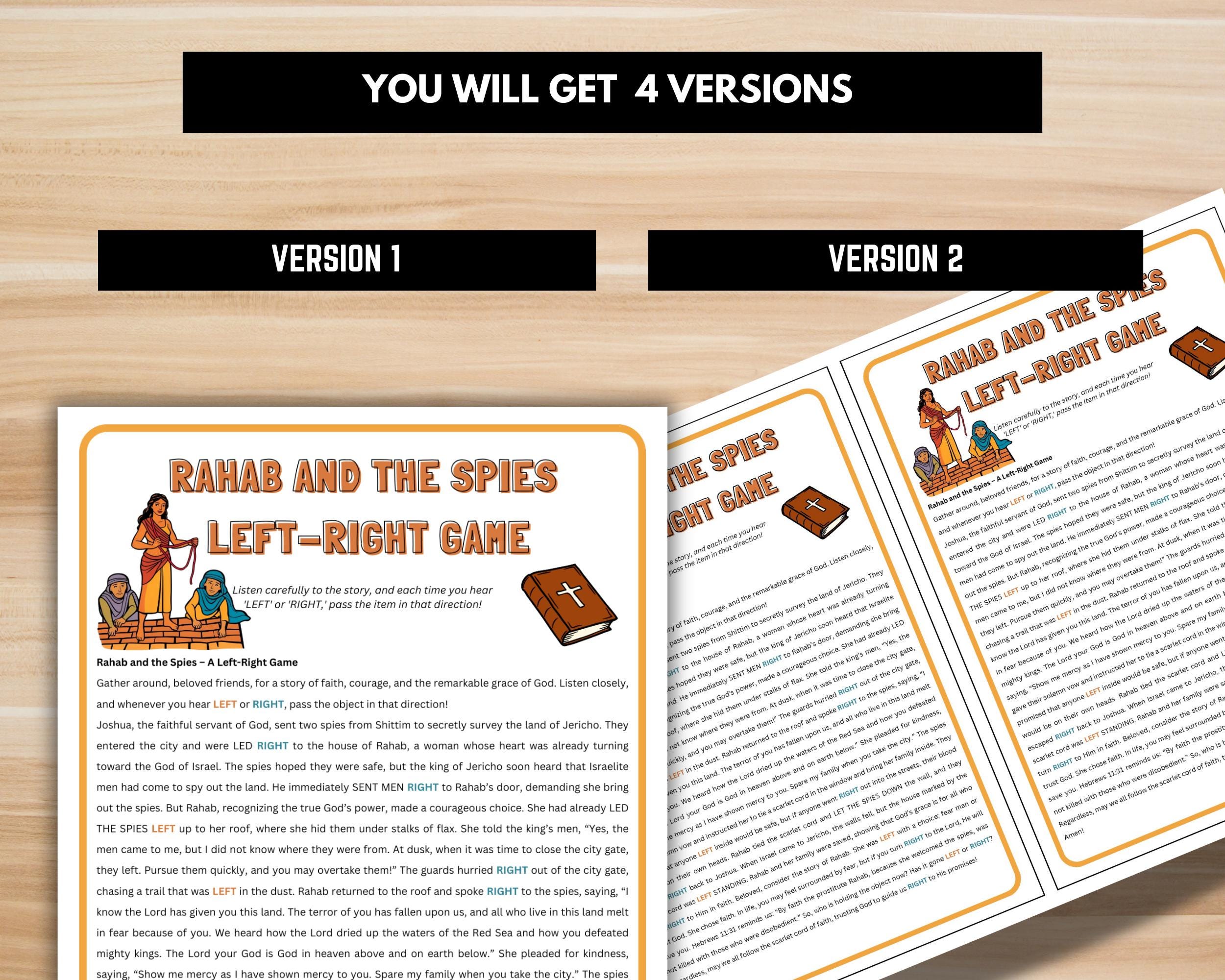 Rahab and the Spies Left-right Game - Printable Bible Activity for ...