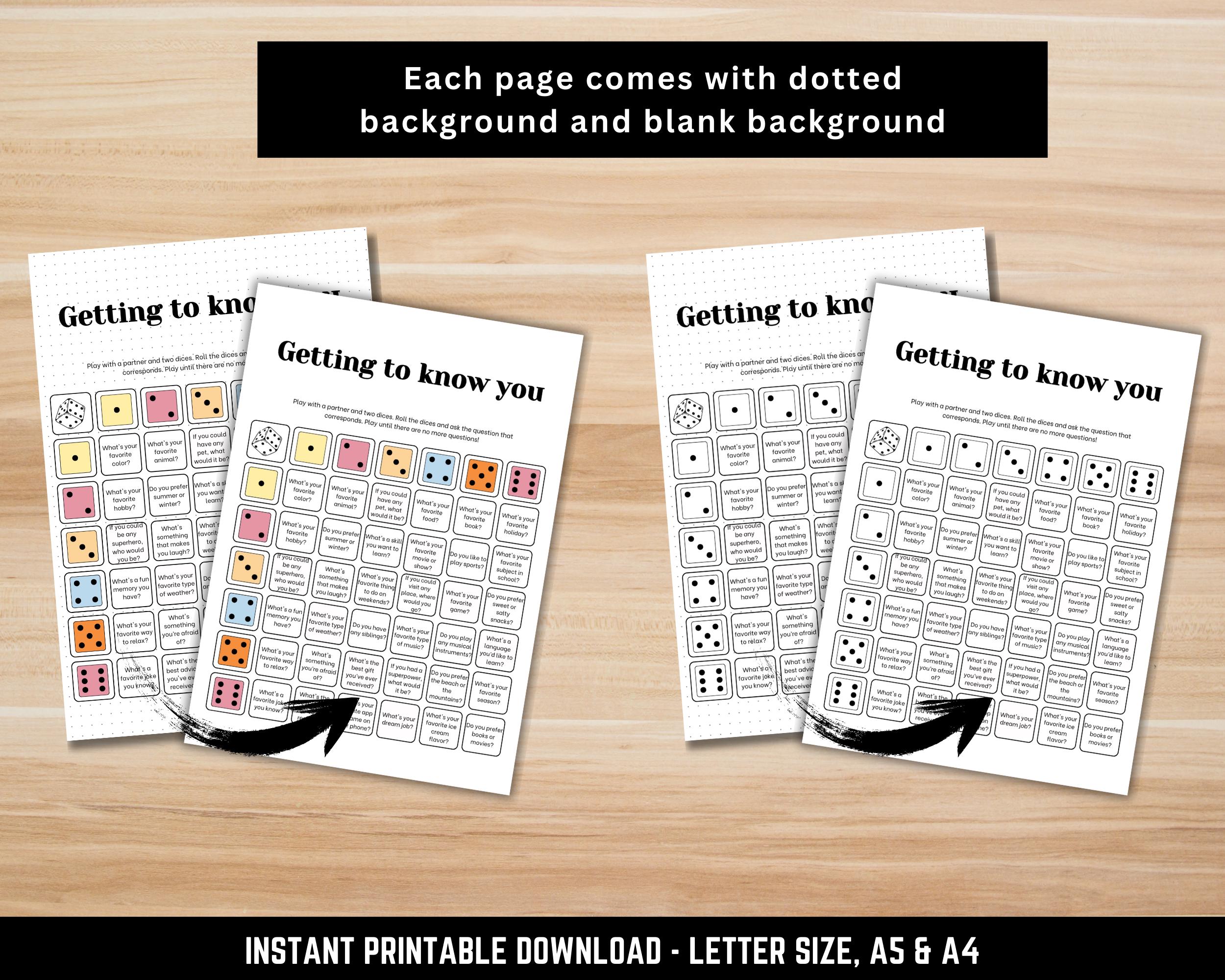 Printable Icebreaker Game - Dicebreaker Roll and Tell Conversation ...