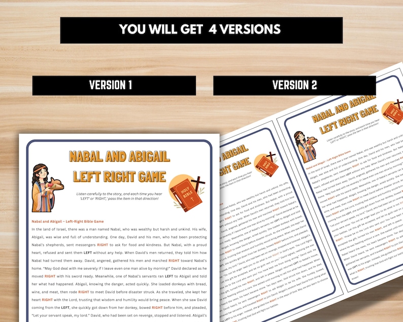 Nabal and Abigail Left-right Game – Bible Story Party Game, Christian ...