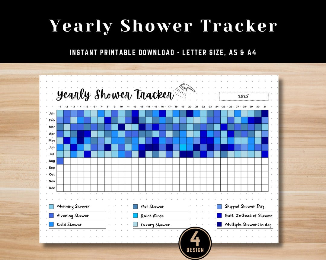 Shower Tracker Printable - Daily Hygiene Log, Bathroom Routine Chart ...