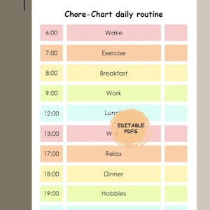 Daily Routine, Printable Daily Schedule, Responsibility Chart ...