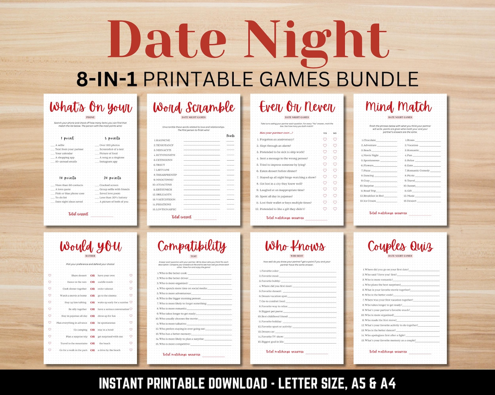 Date Night Games Bundle Printable | Couples Games for Weddings ...
