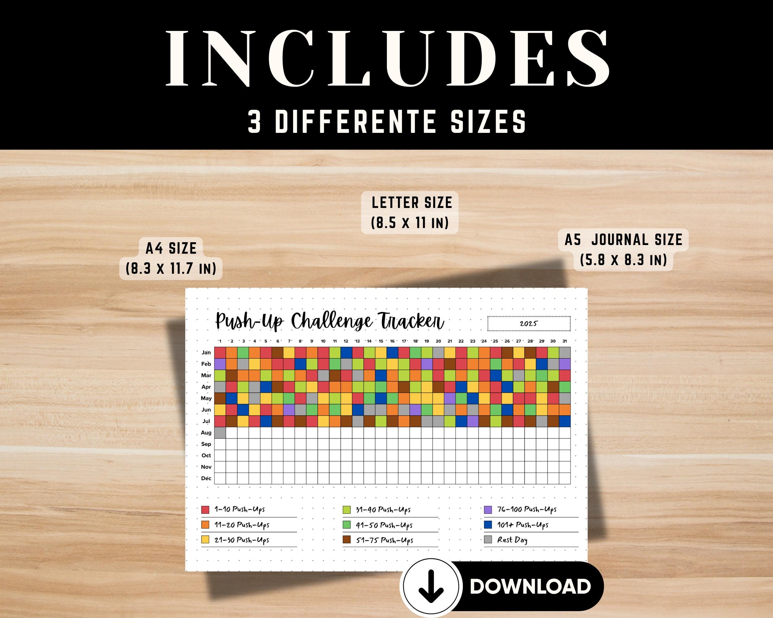 Yearly Push-up Challenge Tracker | Printable Fitness Tracker | Health ...