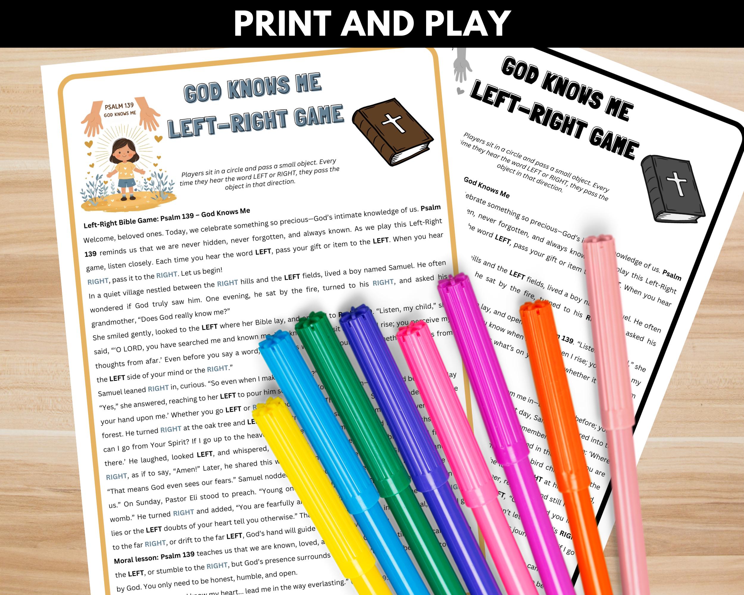 Psalm 139 Left Right Game | God Knows Me Bible Activity | Kids Bible ...