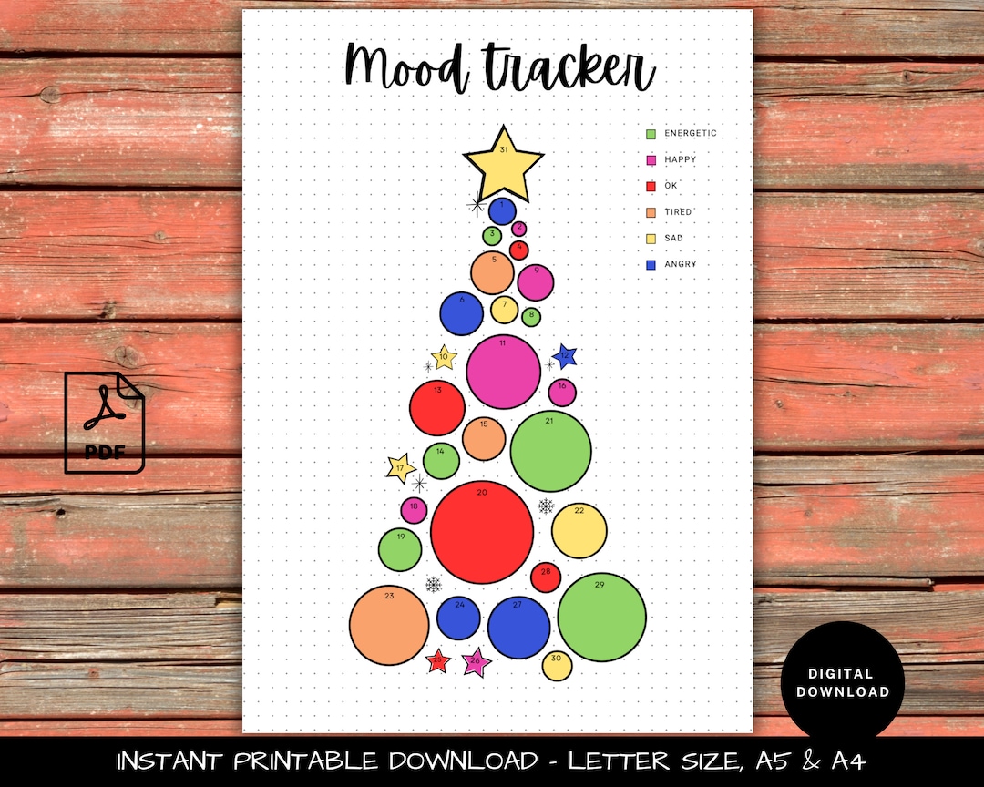 Holiday Mood Tracker - Printable Christmas Tree Journal Page - Daily ...