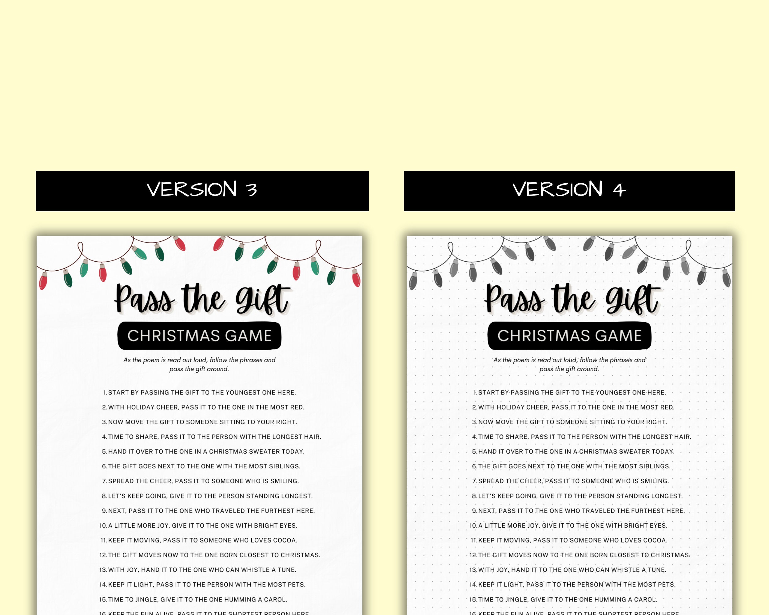 Christmas Pass the Gift Game Printable | Office Christmas Party Game ...