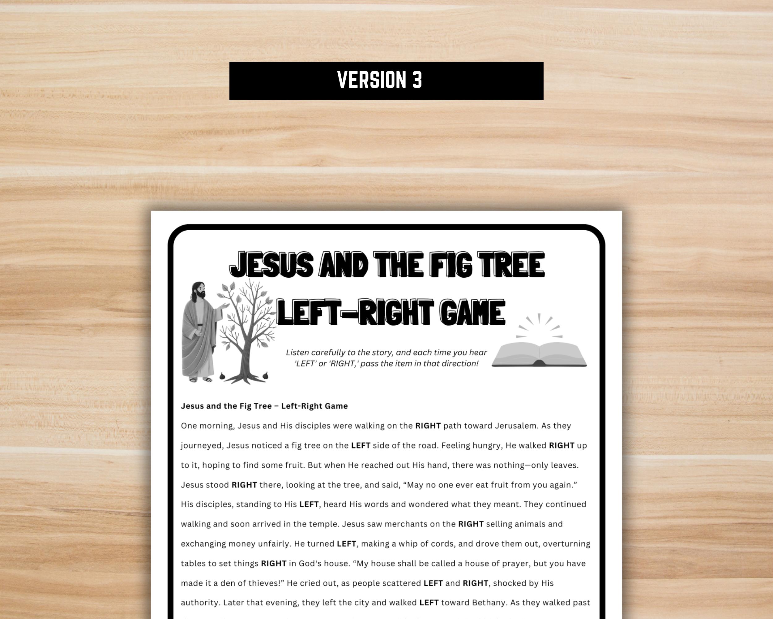 Jesus and the Fig Tree Left Right Game - Bible Story Game - Christian ...