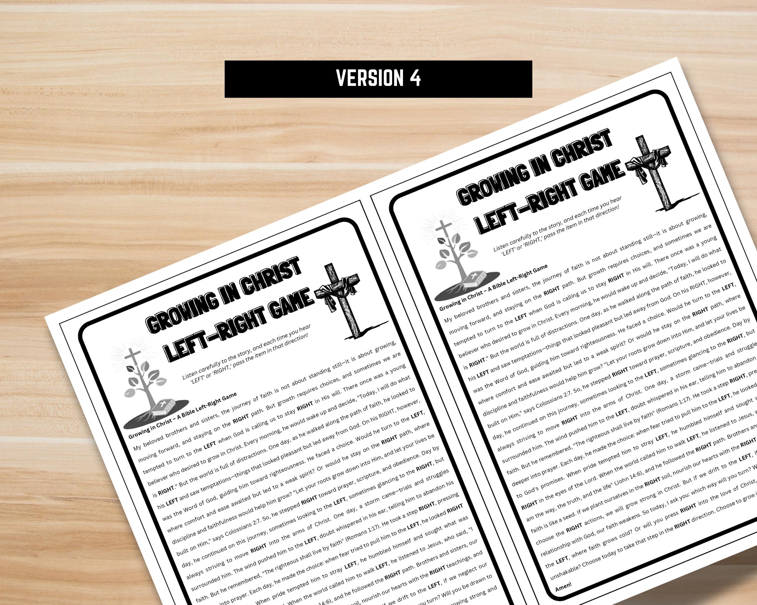 Growing in Christ Left Right Game - Printable Bible Study and Church ...