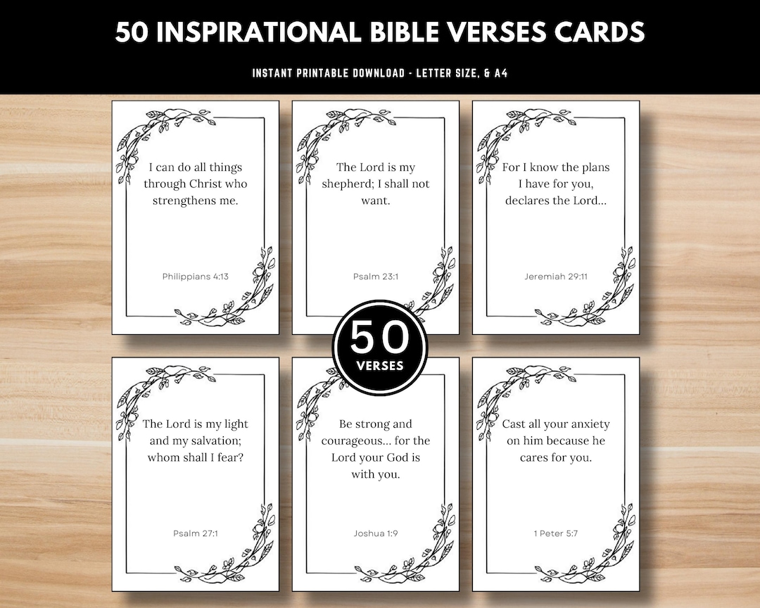 50 Inspirational Bible Verse Cards Printable – Scripture Cards Set ...