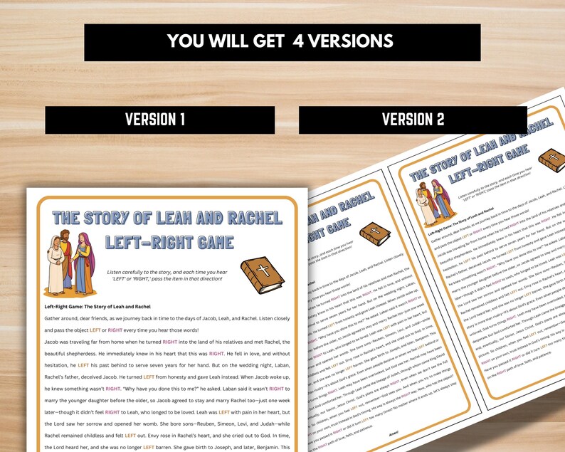 The Story of Leah and Rachel Left-right Game – Printable Bible Activity ...