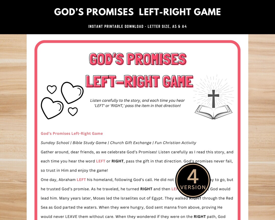God's Promises Left Right Game, Bible Party Game, Christian Gift ...