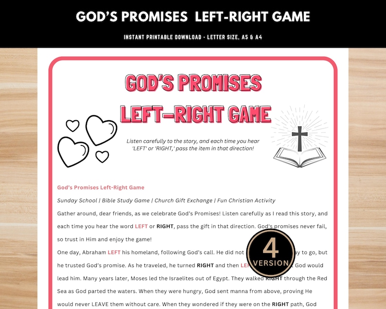 God's Promises Left Right Game, Bible Party Game, Christian Gift ...
