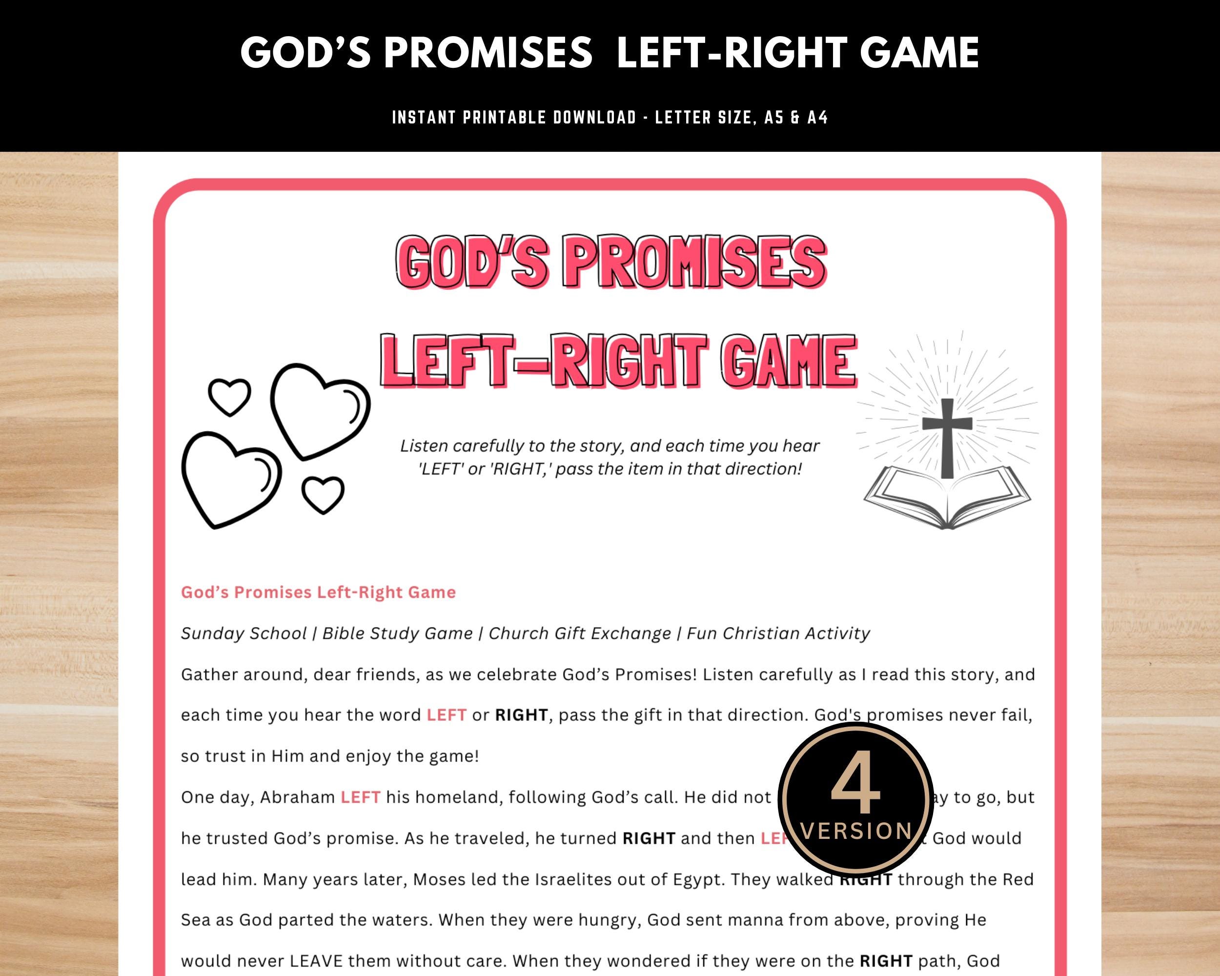 God's Promises Left Right Game, Bible Party Game, Christian Gift ...