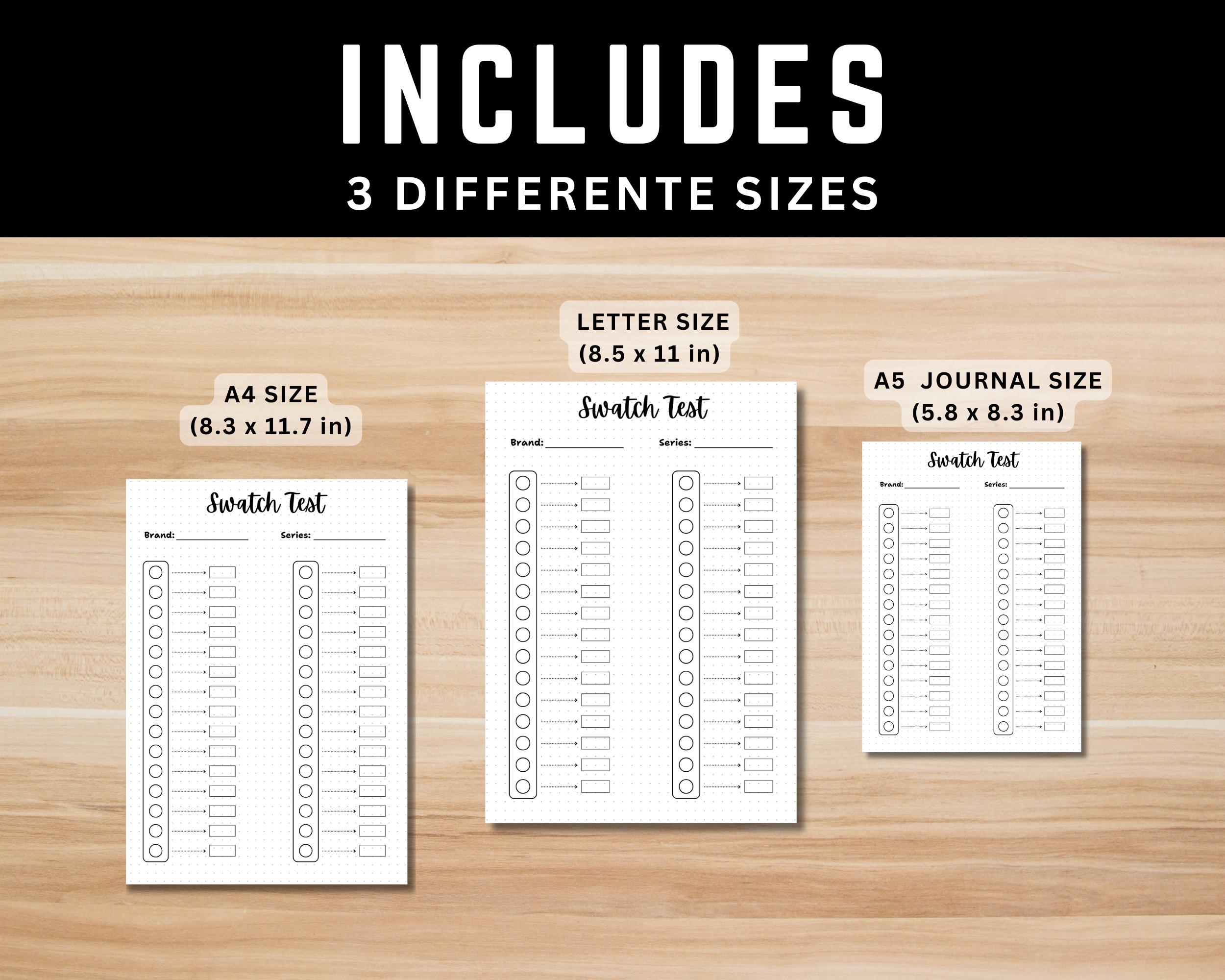 Swatch Test Tracker - Printable Journal Page - Bullet Journal Planner ...