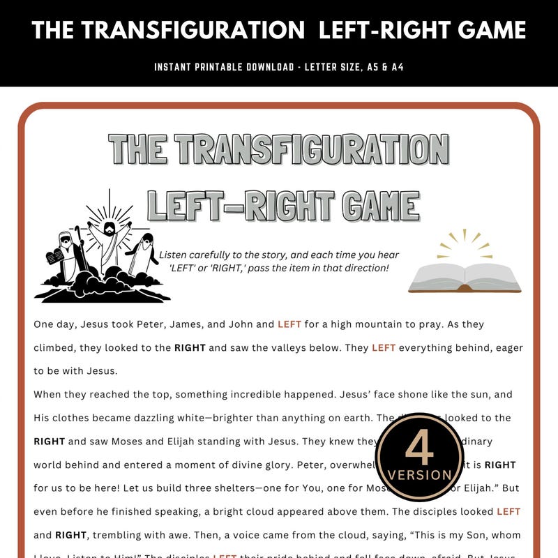 Transfiguration Bible Activity - Etsy