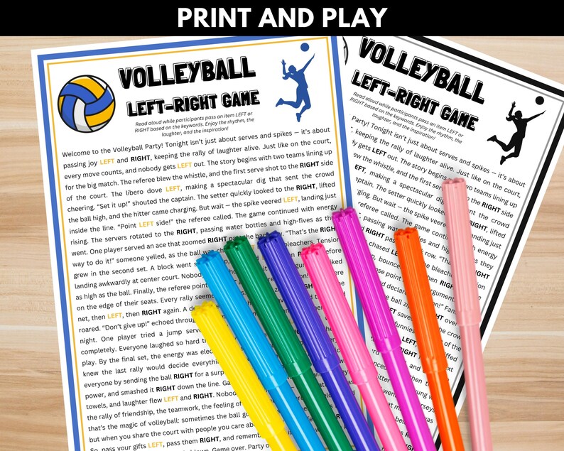 Volleyball Party Left Right Game Printable – Pass the Gift Story ...