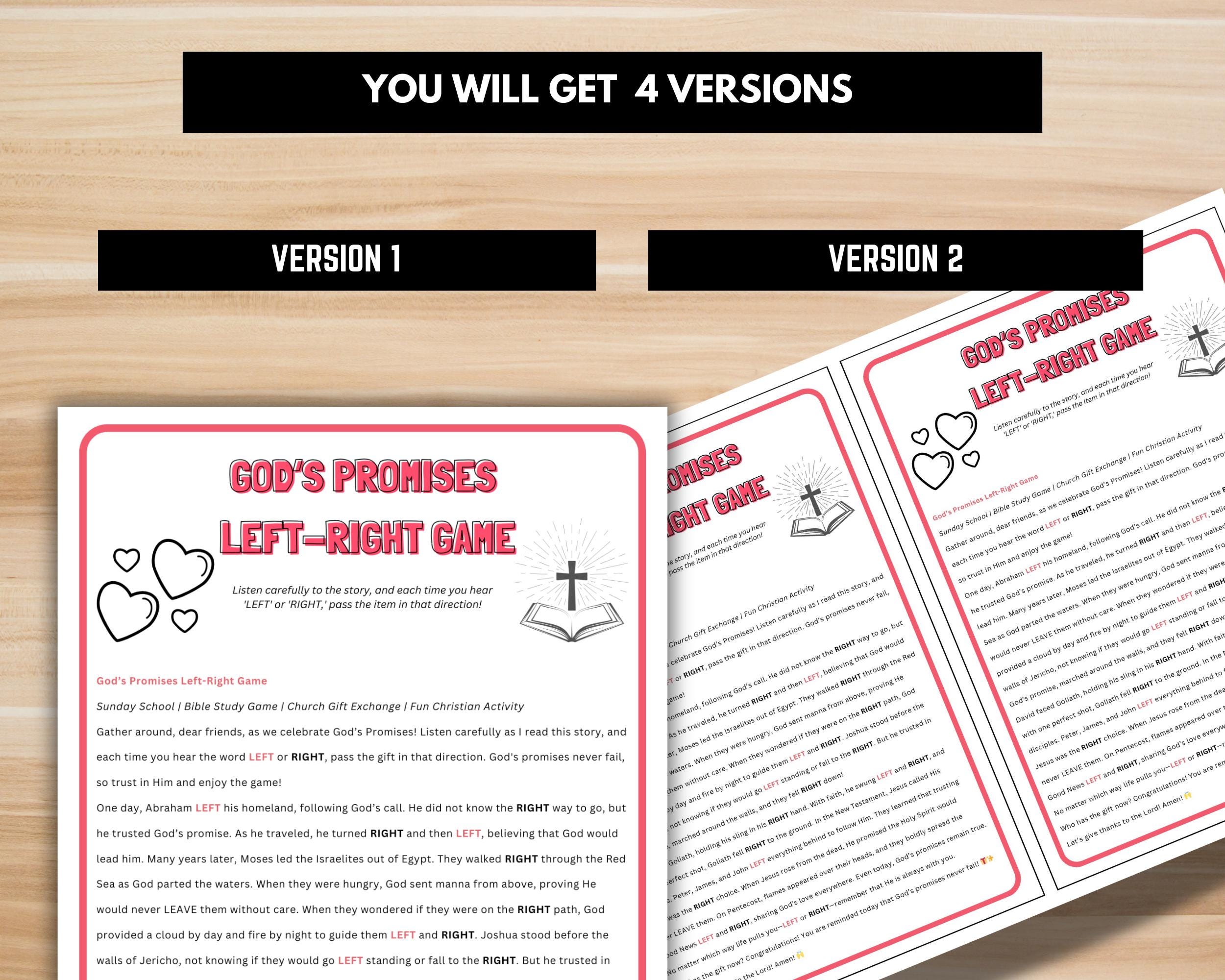 God's Promises Left Right Game, Bible Party Game, Christian Gift ...