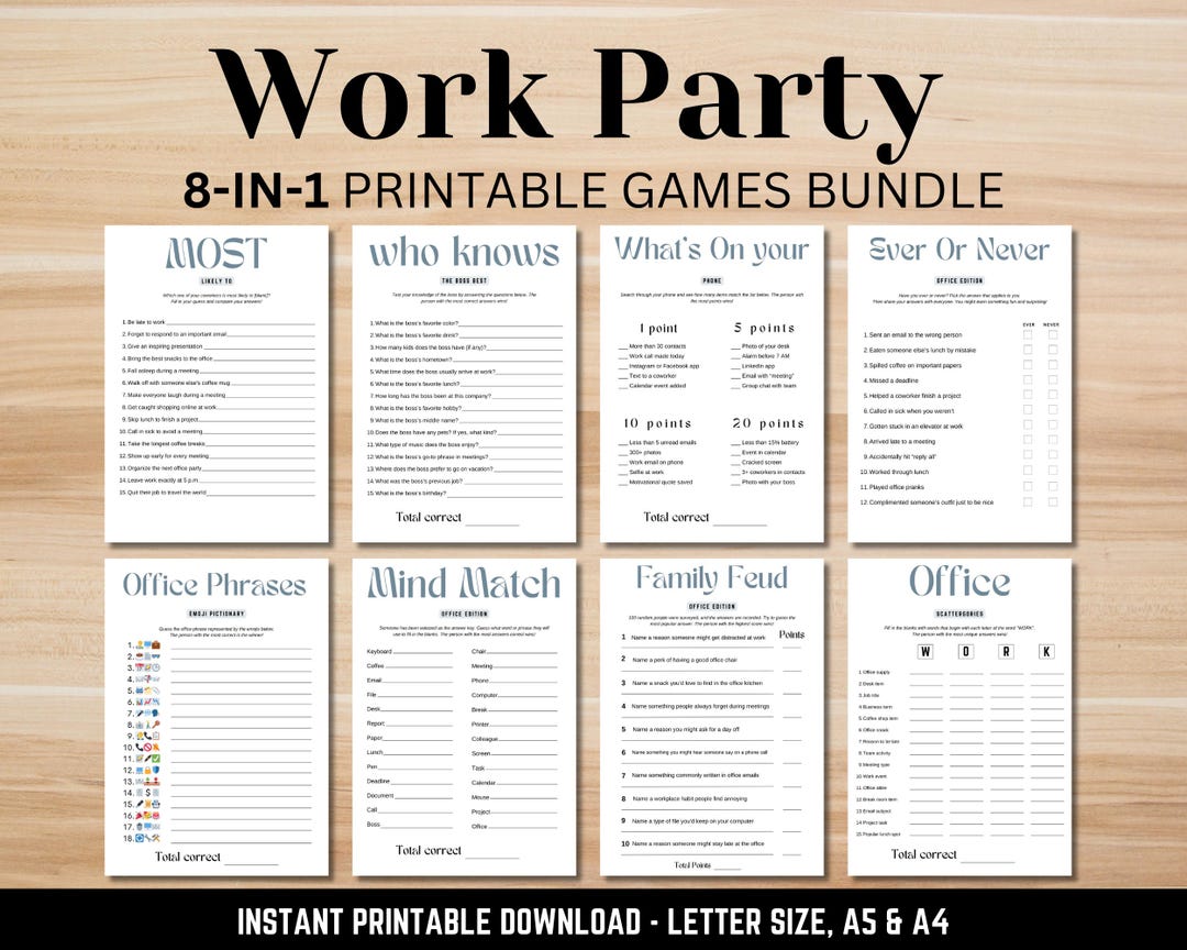 Work Party Games Bundle | Printable Office Games for Team Building ...
