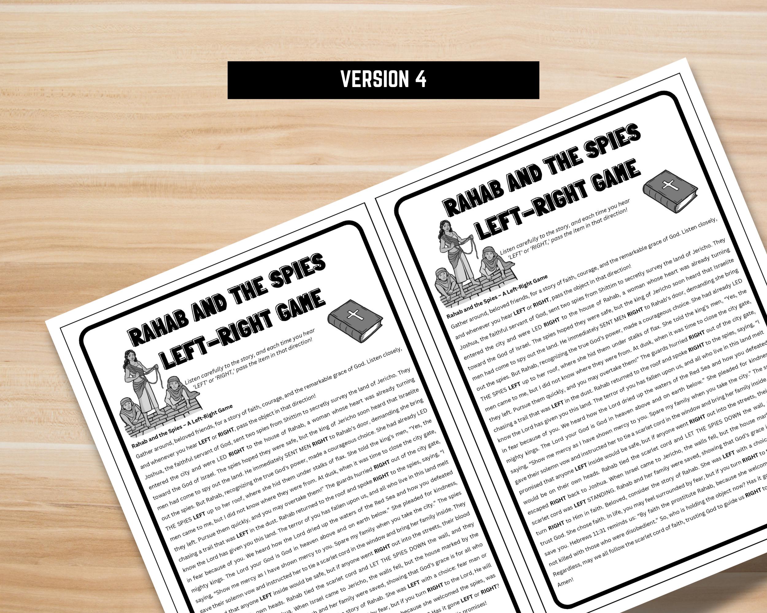 Rahab and the Spies Left-right Game - Printable Bible Activity for ...