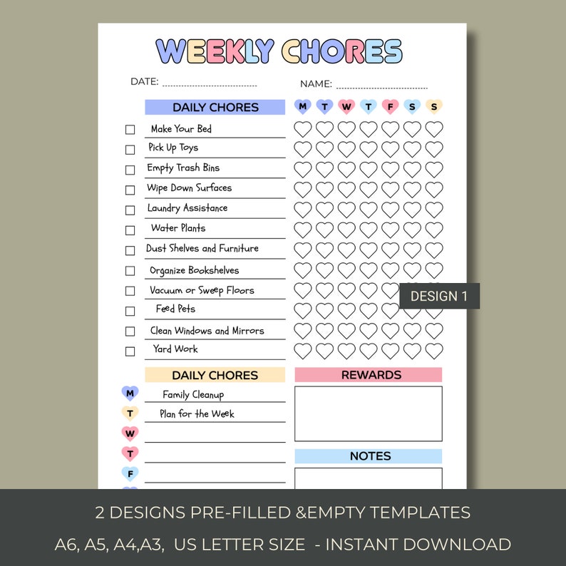 Editable Kids Chore Chart Daily Routine Schedule Printable - Etsy